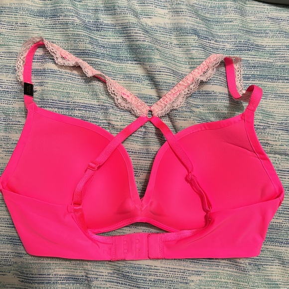 Victoria's Secret | Intimates & Sleepwear | Vs Neon Pink Plunge Pushup ...